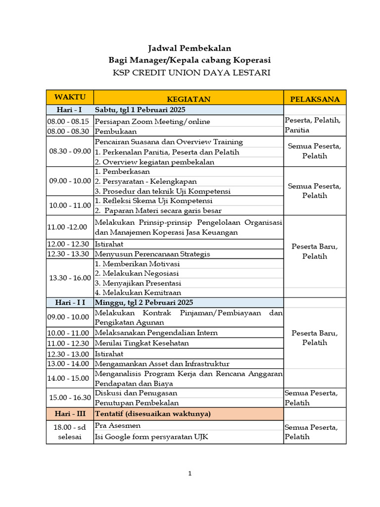Rundown, Persyaratan UJK | PDF