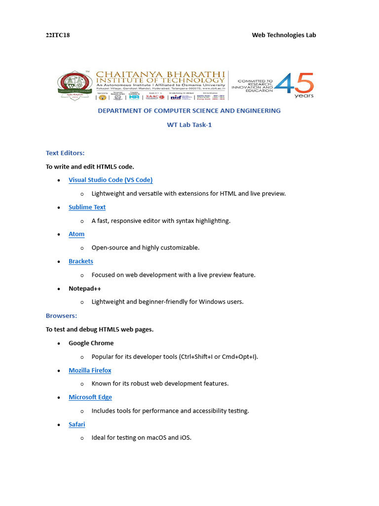 WT Week 1 | PDF | Html Element | Hyperlink