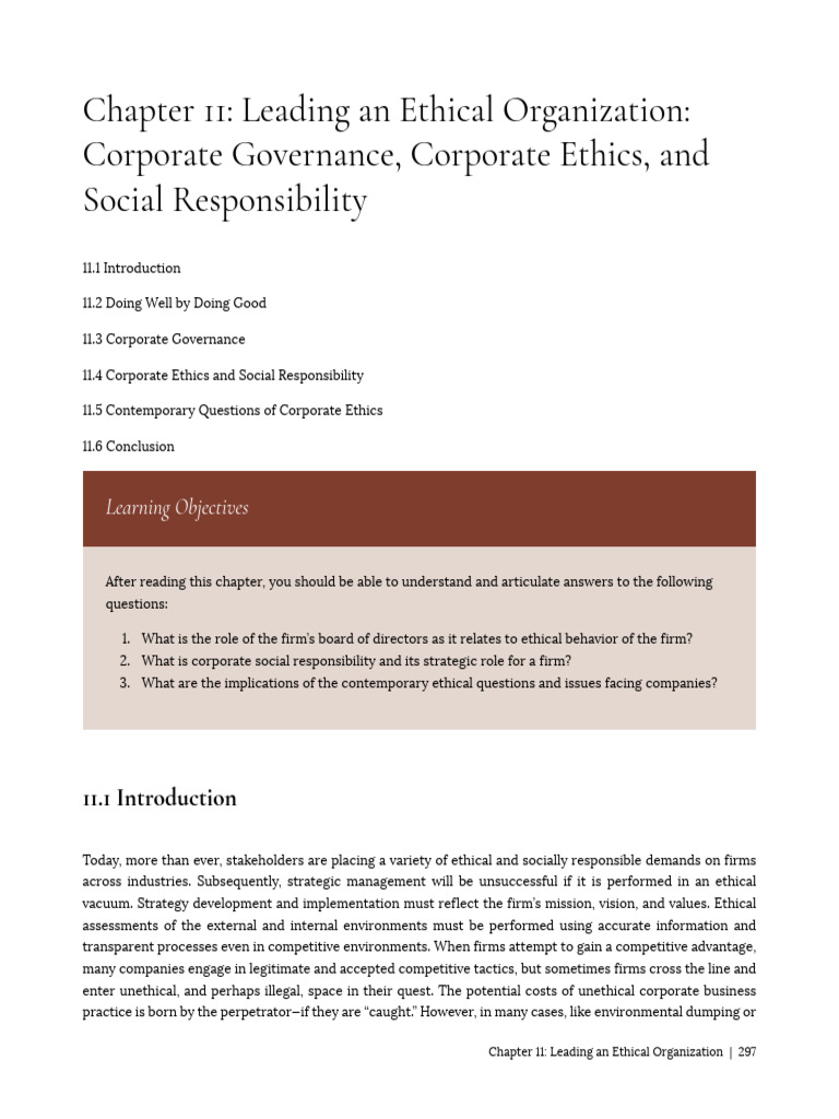 Leading Ethical Organizations: Governance & CSR | PDF | Sarbanes–Oxley ...