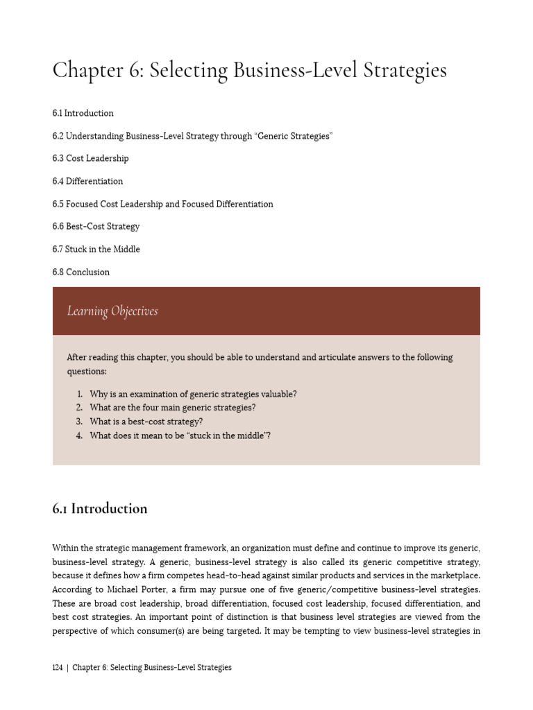 Chapter 6 Selecting Business Level Strategies | PDF | Strategic ... Chapter 6 Selecting Business Level Strategies | PDF | Strategic ...