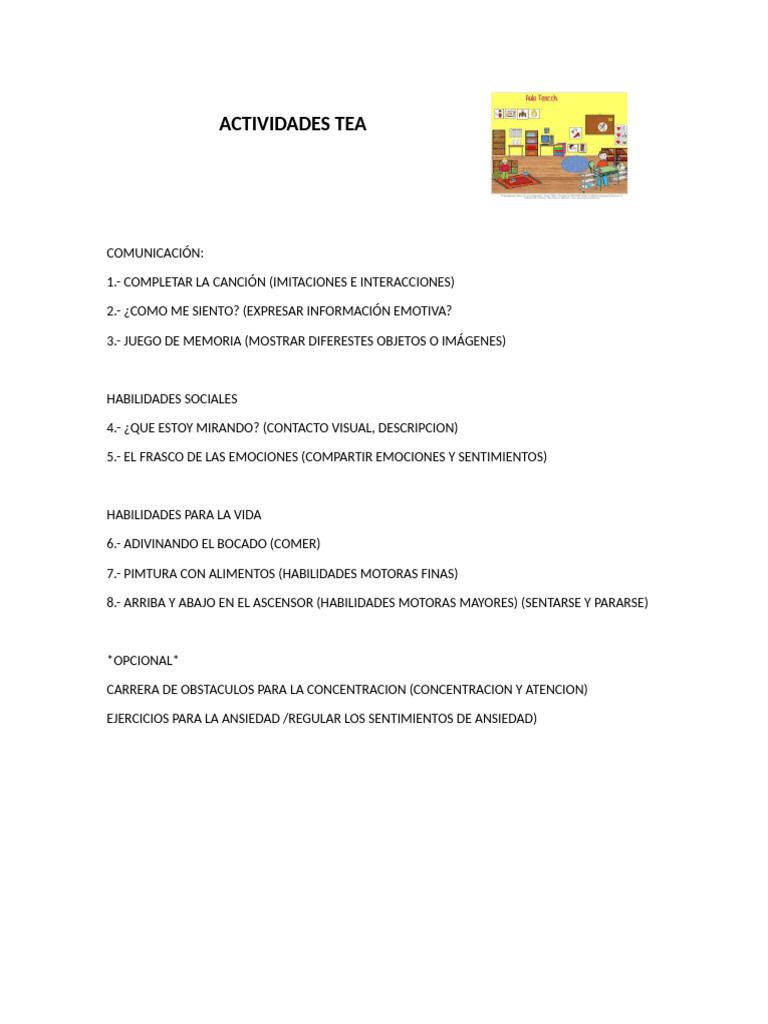 Actividades TEA: Comunicación y Habilidades Sociales | PDF