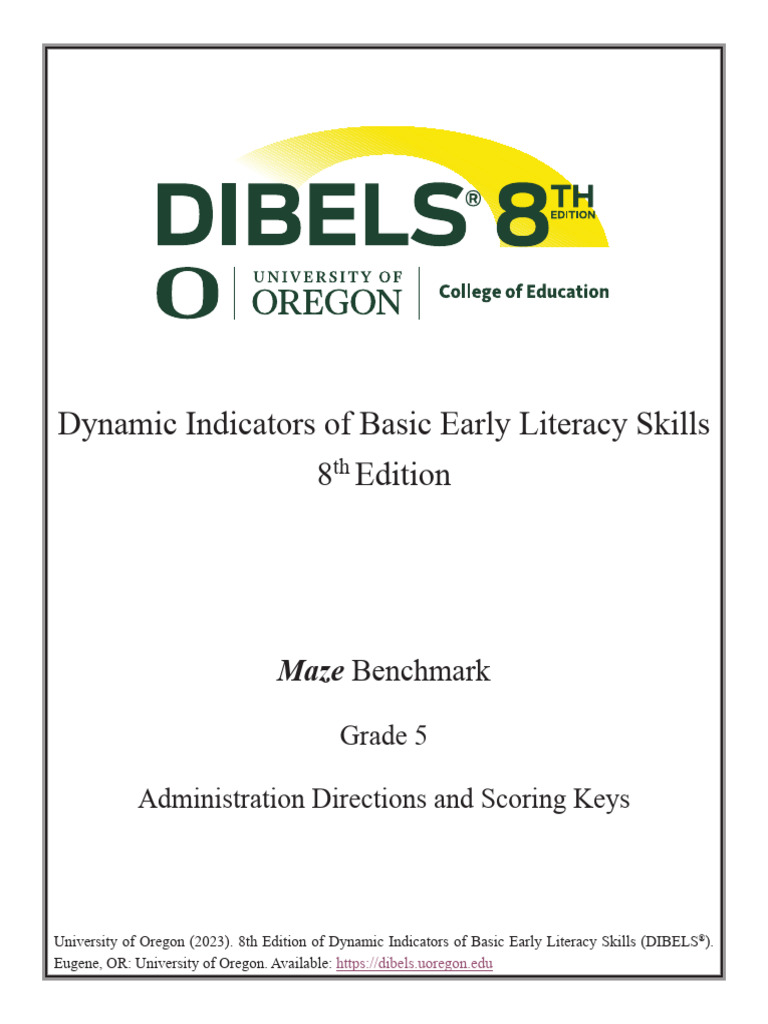 Dibels8 Maze G5 Benchmark Scoring Key | PDF | I Phone | Multilingualism