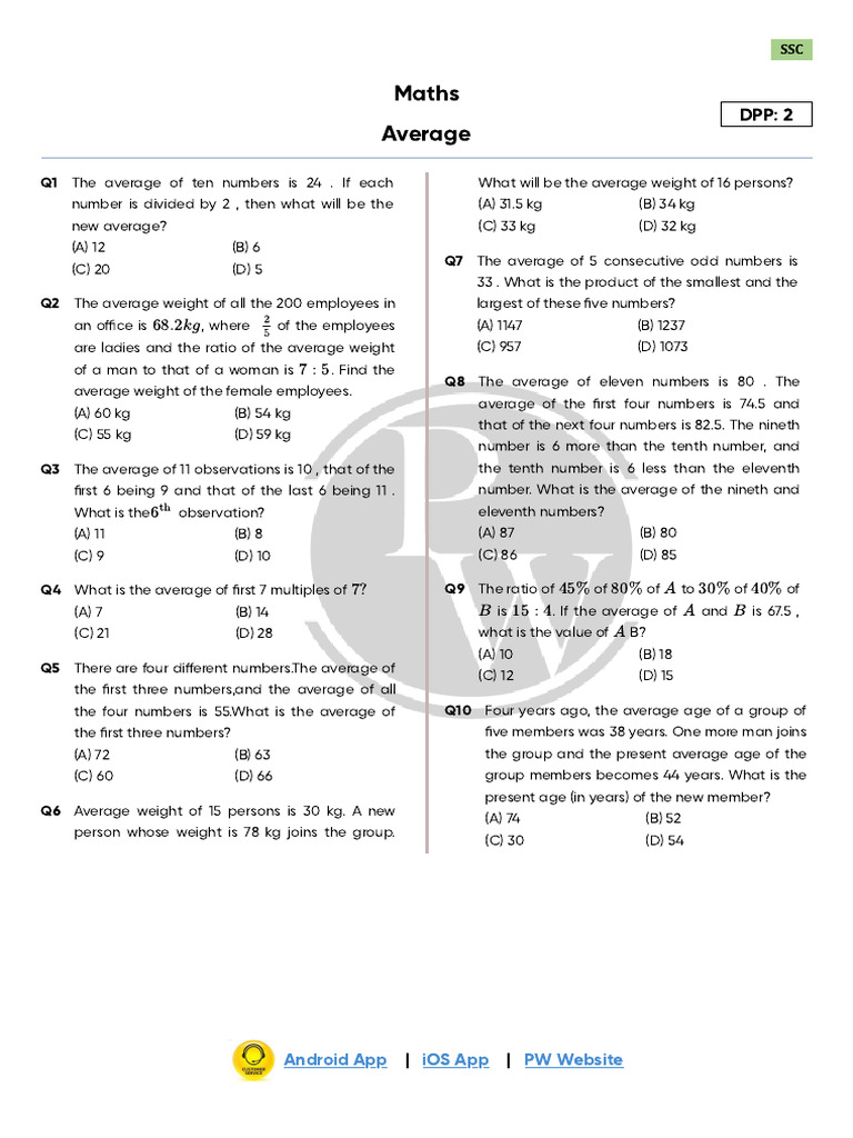Average _ DPP 02 (English) | PDF | Mathematics | Arithmetic