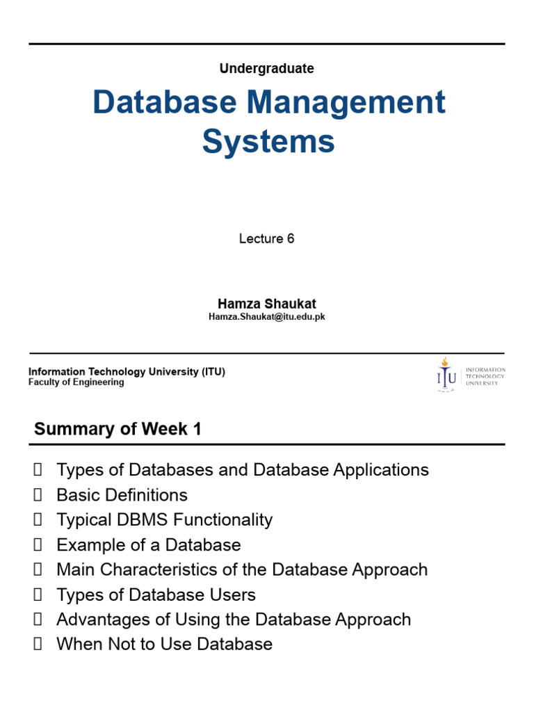 lec 6 | PDF | Sql | Databases