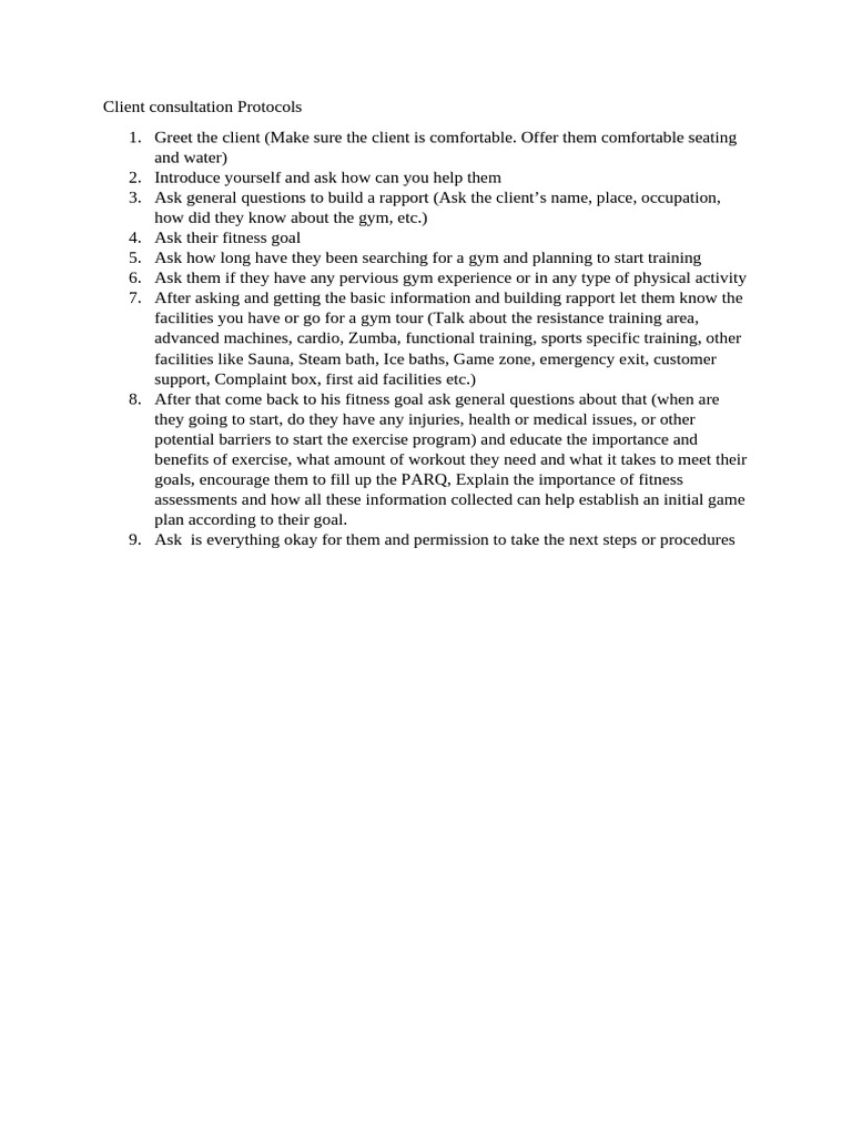 Client Consultation Protocols | PDF