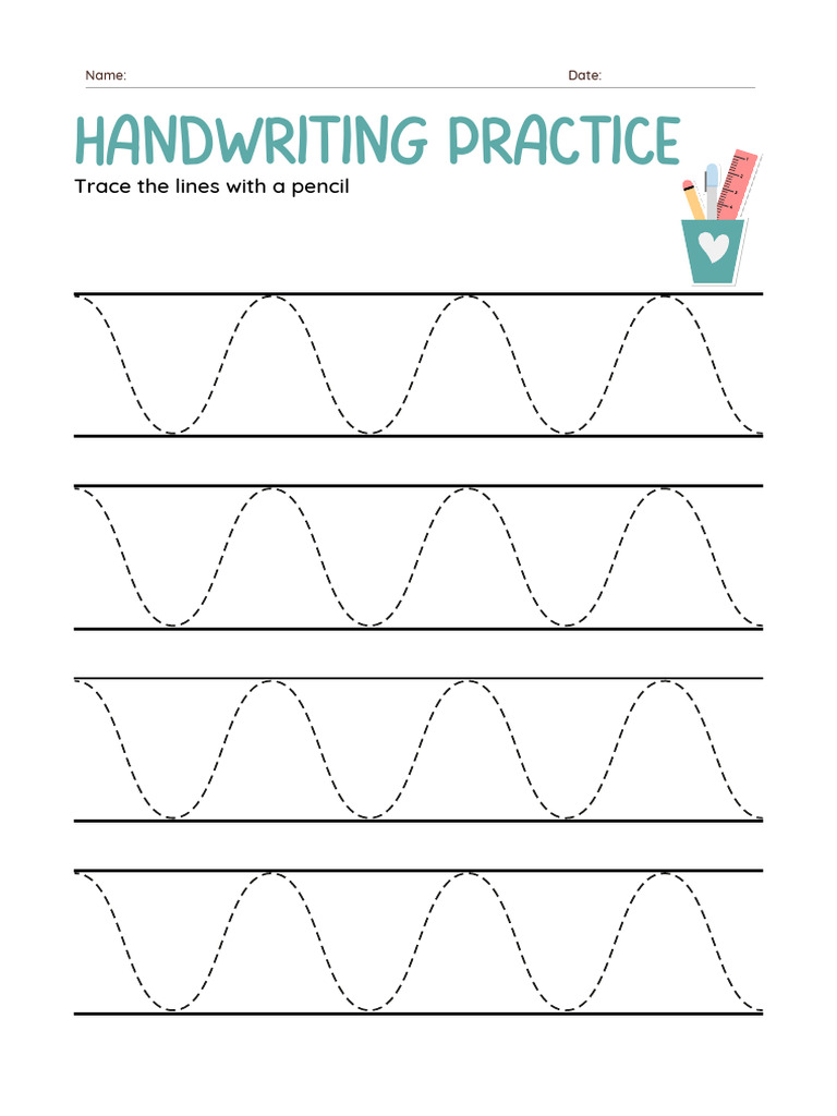Black White Handwriting Practice Worksheet Set | PDF