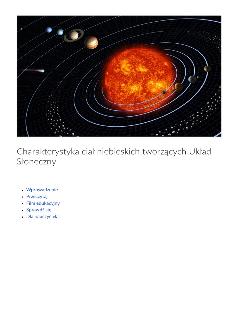 Charakterystyka Cial Niebieskich Tworzacych Uklad Sloneczny | PDF