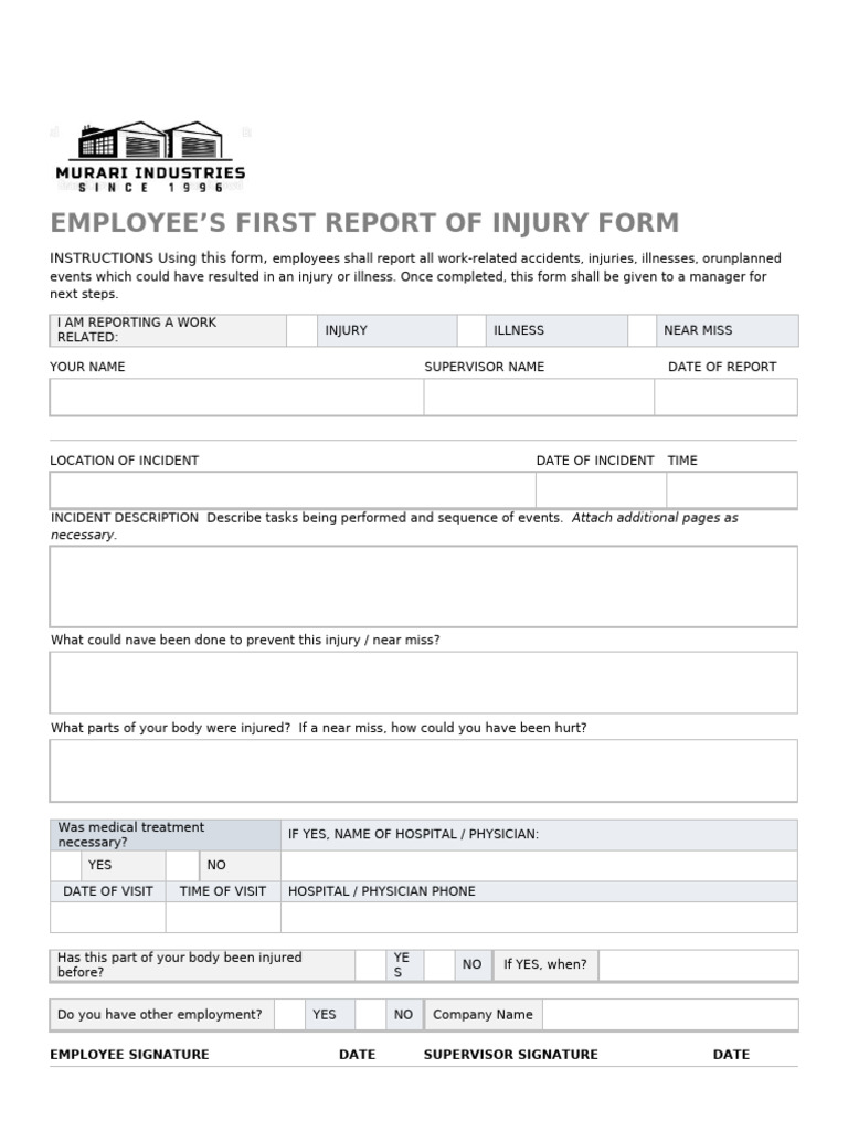 Injury Report Form | PDF