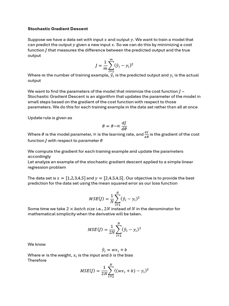 Stochastic Gradient Descent | PDF | Matrix (Mathematics) | Mean Squared Error