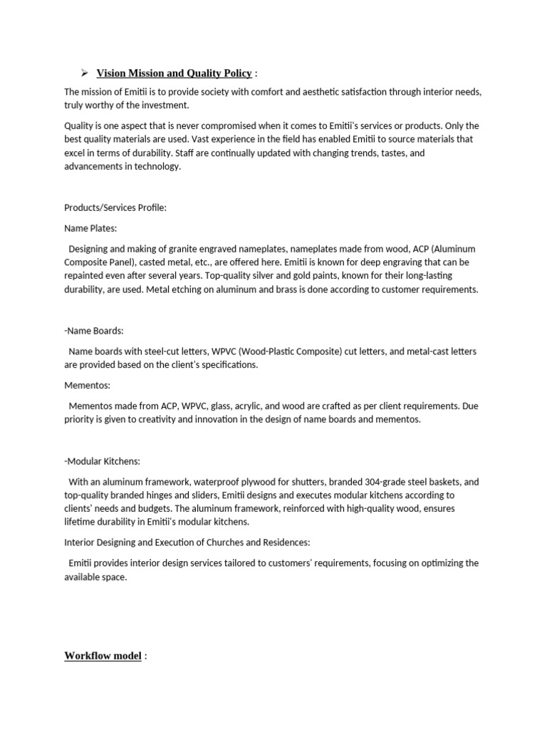 Vision Mission and Quality Policy | PDF | Swot Analysis | Supply Chain