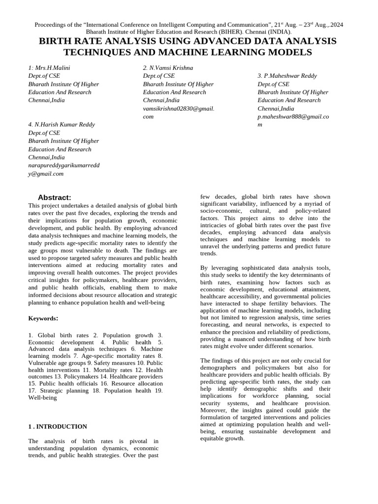 Base Paper | PDF | Data | Demography