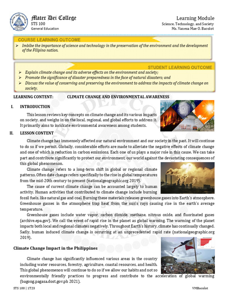 STS Lesson 9 Climate Change | PDF | Climate Change | Agriculture