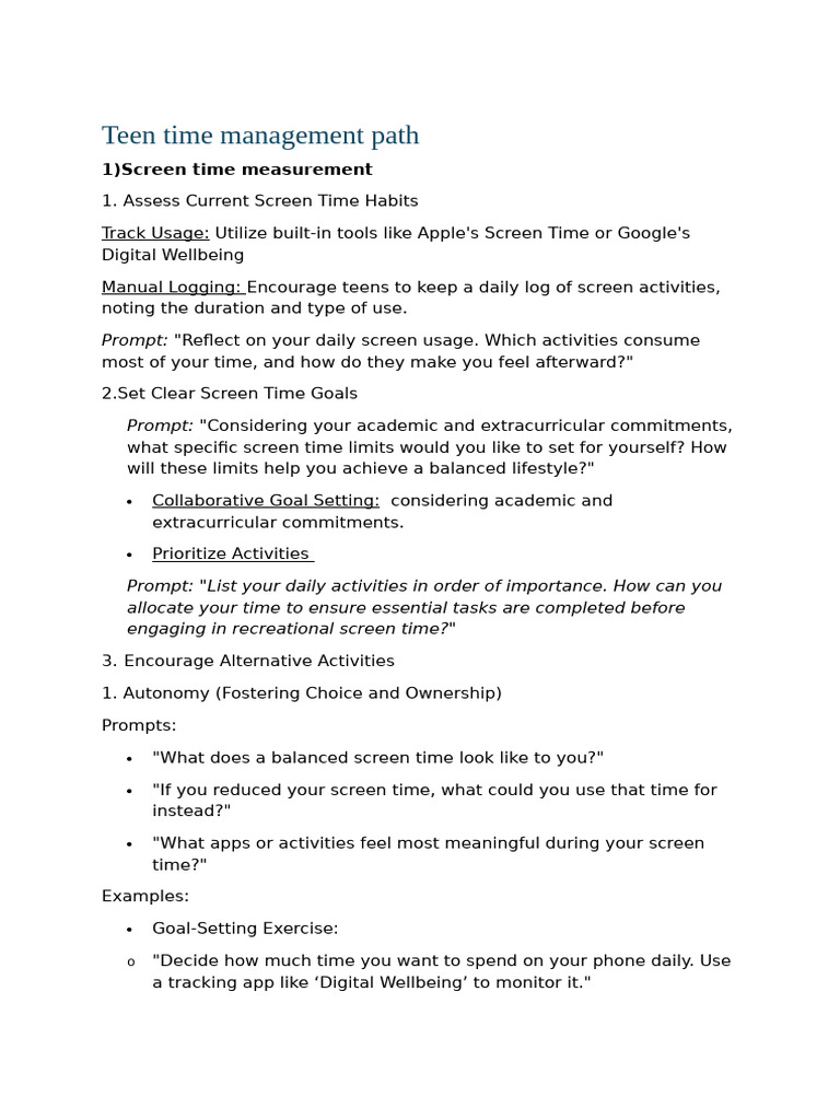 Teen Time Management Path | PDF | Behavioural Sciences | Psychology