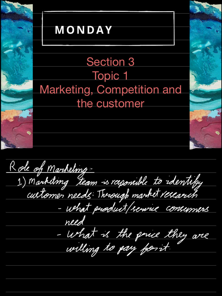 Section 3 Topic 1 Marketing, Competition and The Customers | PDF ...