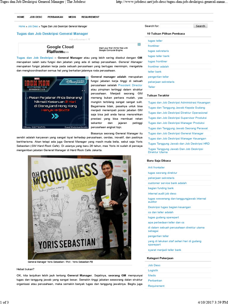 Tugas dan Tanggung Jawab General Manager | PDF