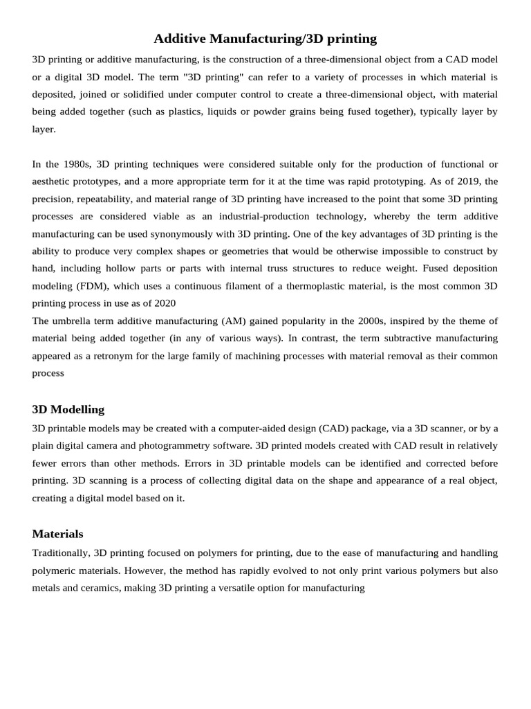 Additive Manufacturing Pdf 3 D Printing Industrial Processes