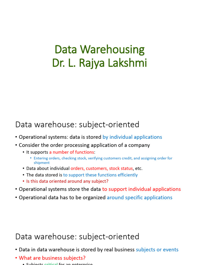 Data Warehousing - Lecture - 3 | PDF | Data Warehouse | Warehouse
