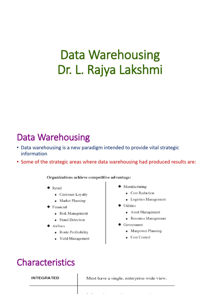 Data Warehousing - Lecture - 2 | PDF | Data Warehouse | Client–Server Model