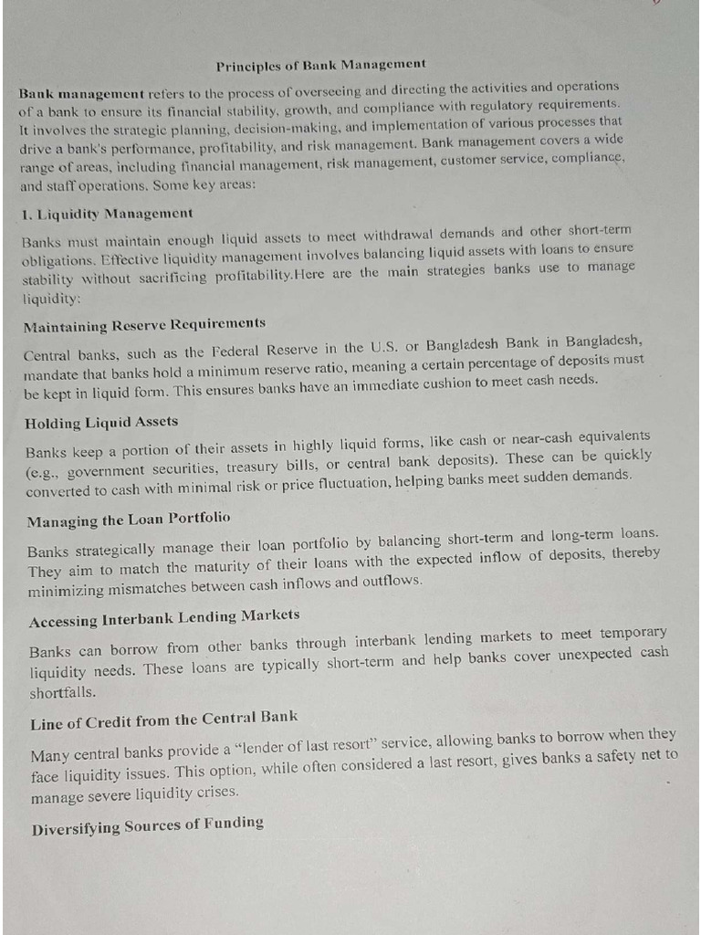 Principles of Bank MGT | PDF