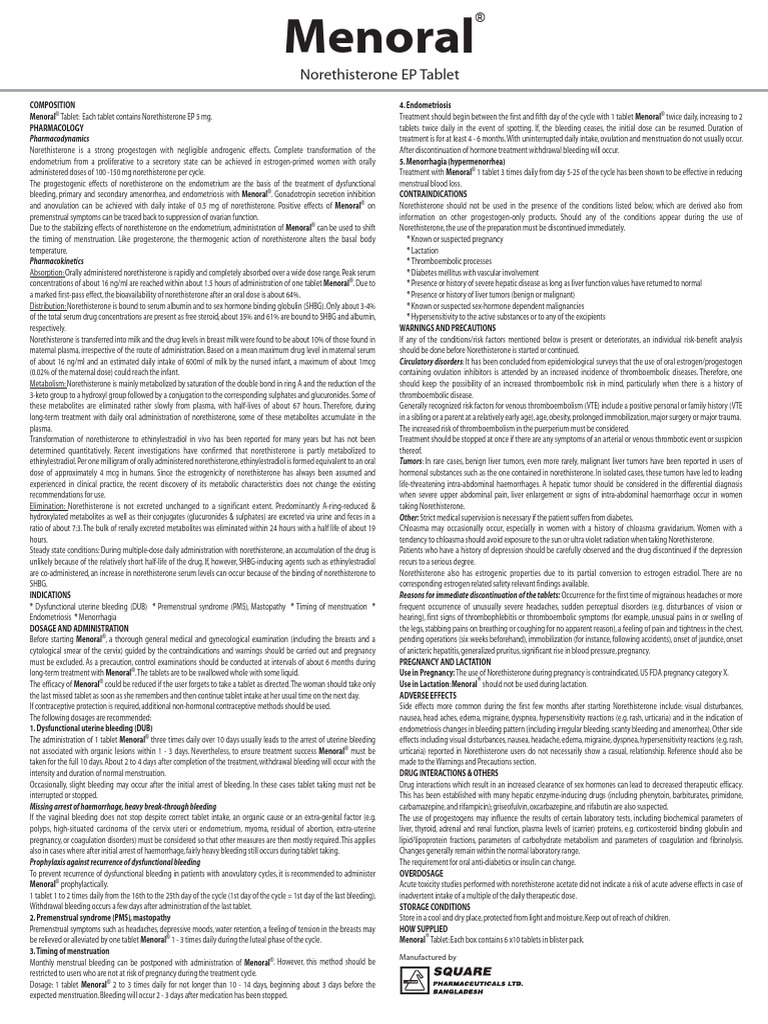 Pdoc - Menoral DS | PDF | Menstrual Cycle | Menstruation