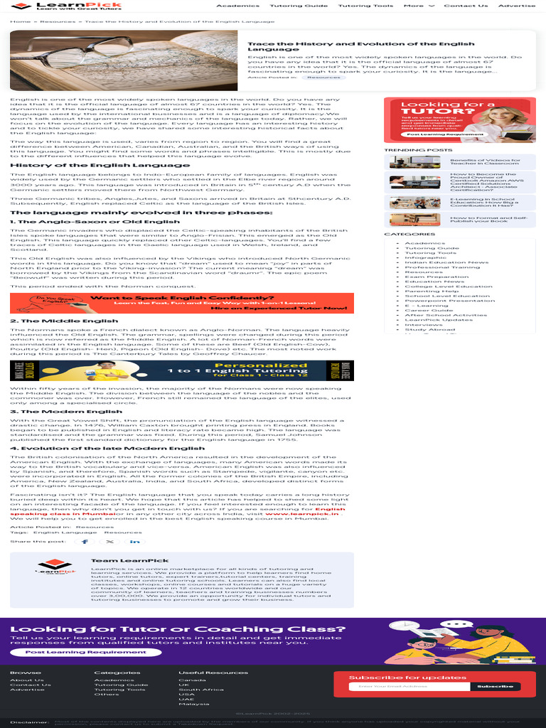 History and Evolution of English Language | PDF | English Language ...