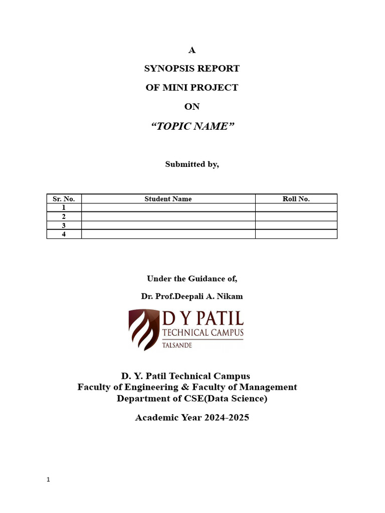 Synopsis Format 24-25 | PDF | Computer Science | Computing