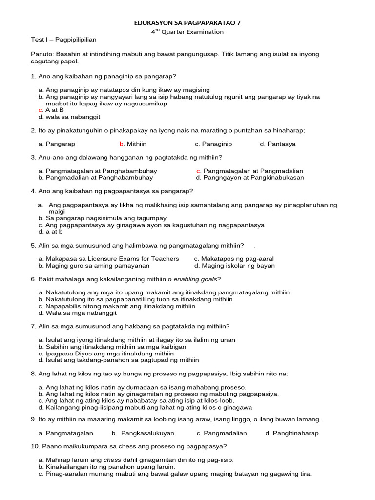EsP Grade-7 | PDF