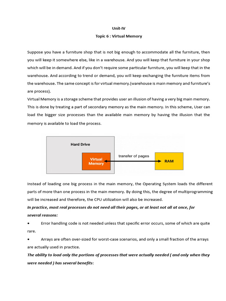 Unit 4 - Topic 6 (Virtual Memory) | PDF | Computer Data Storage | Process (Computing)