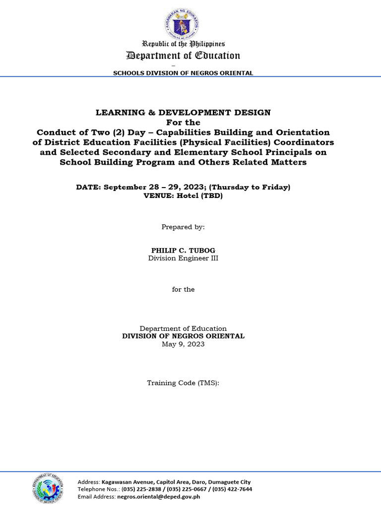 L D Design Body Capability Building and Orientation Ao | PDF | Meal | Lunch