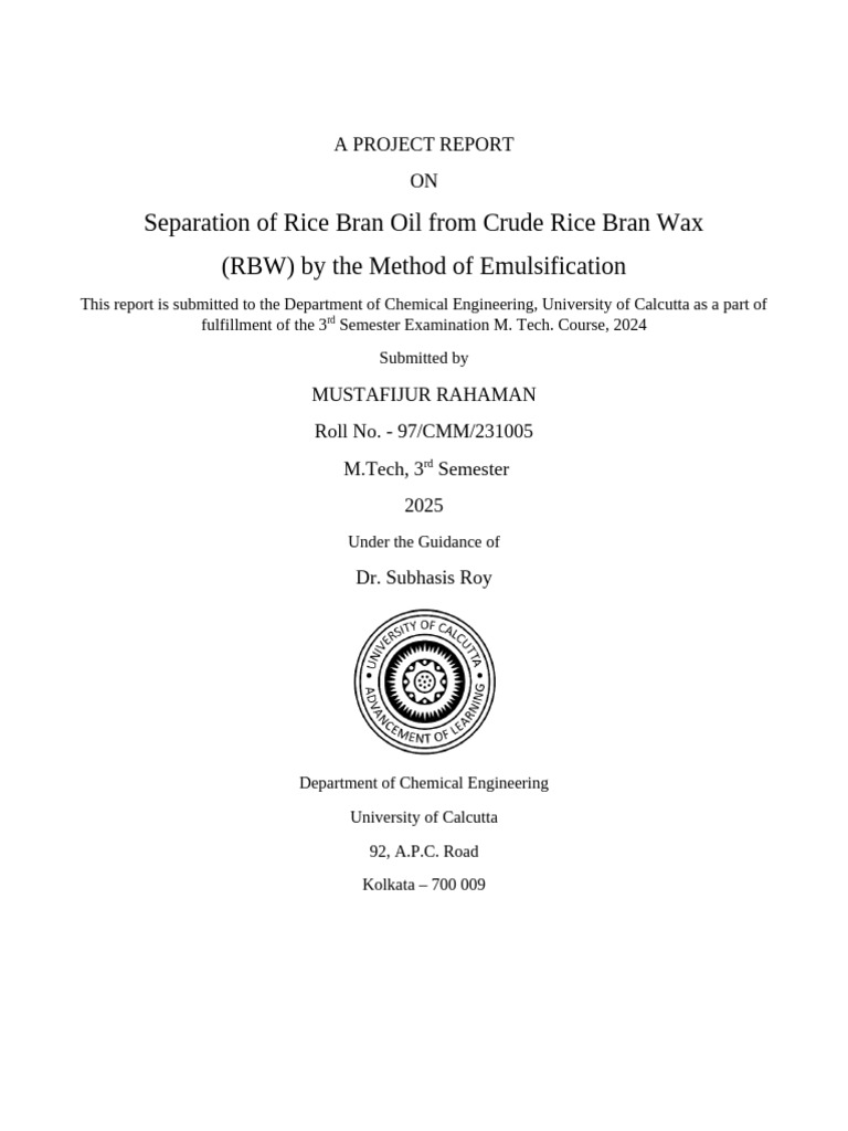 Mustafijur M Tech 3rd Sem Final | PDF | Emulsion | Chemical Substances