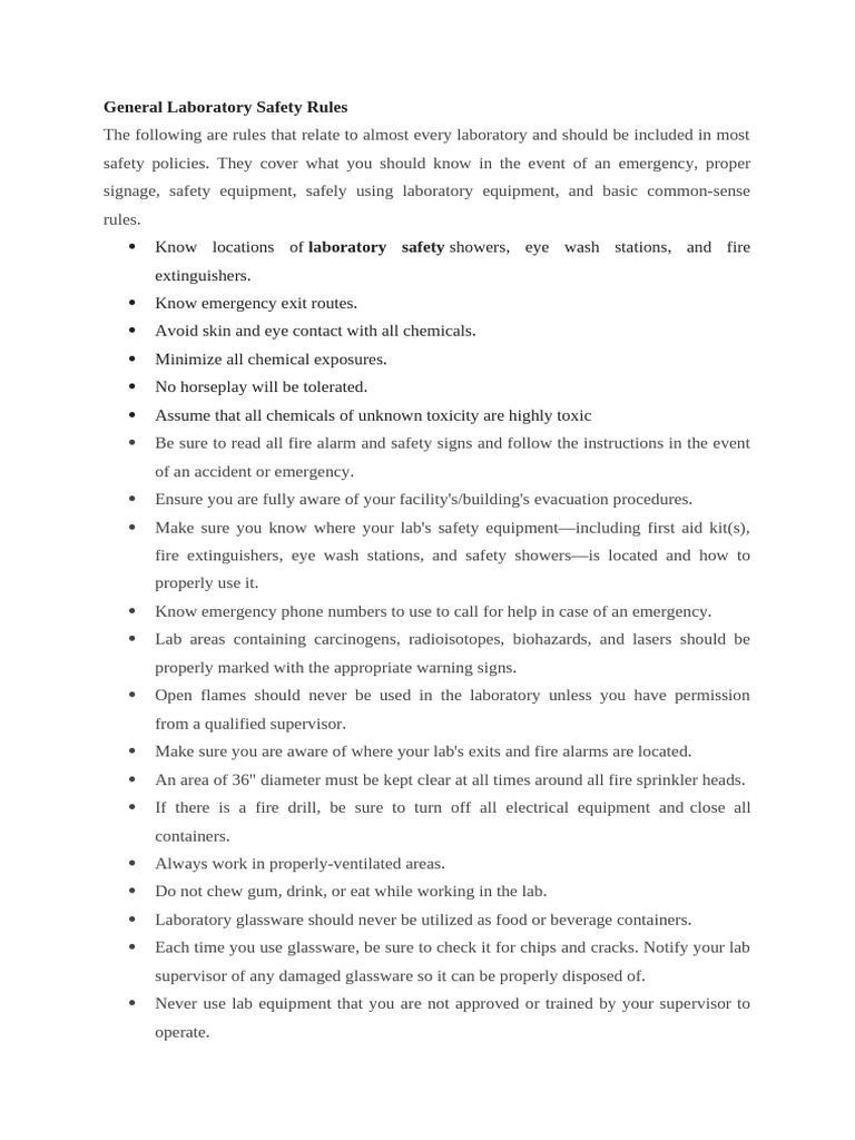 Laboratory Safety Guidelines | PDF | Laboratories | Occupational Safety ...