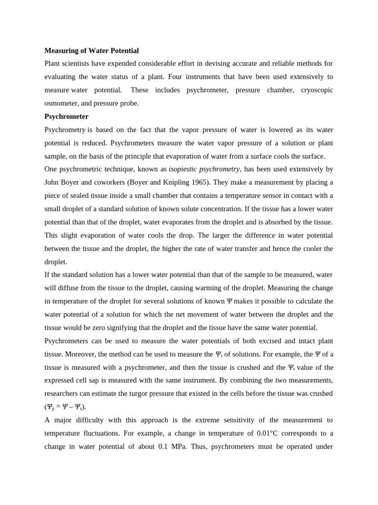 Measuring Water Potential | PDF | Water | Melting Point