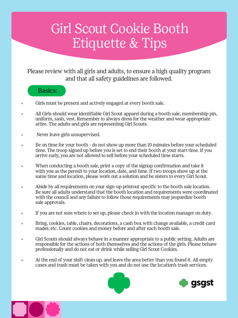 Cookie Booth Etiquette and Tips (1) | PDF