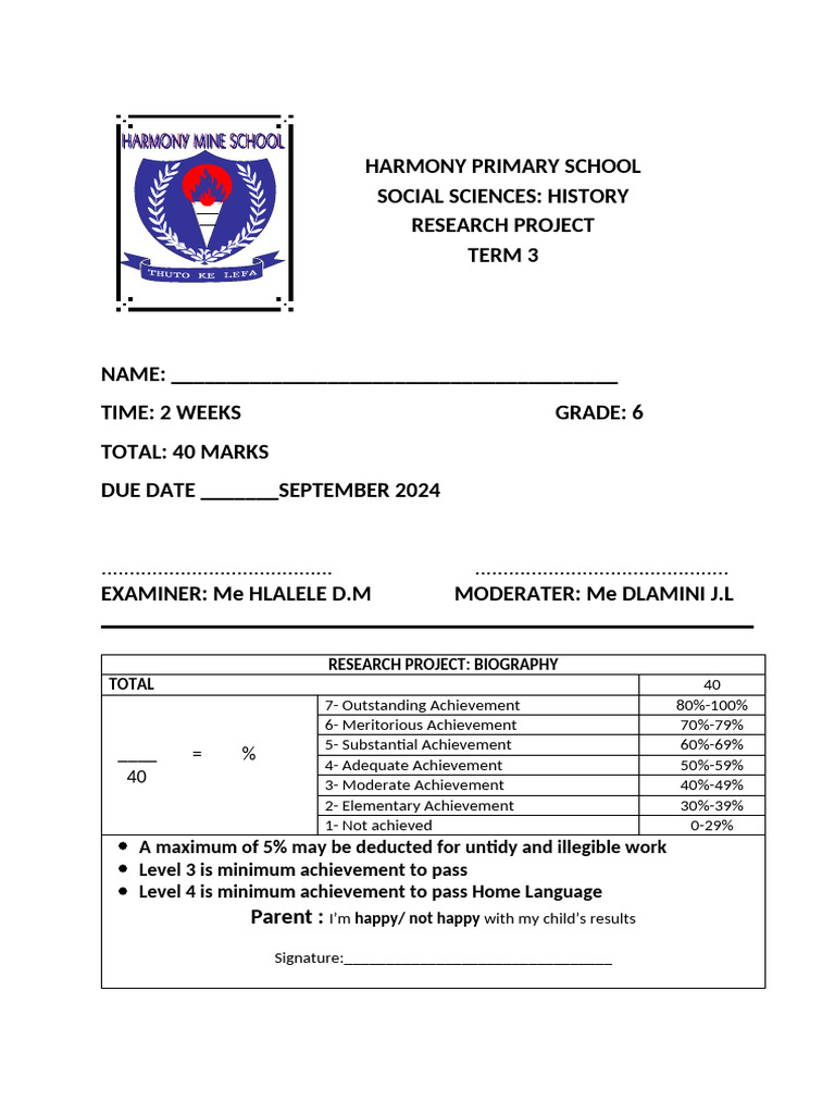 GRADE 6 PROJECT Social Sciences | PDF
