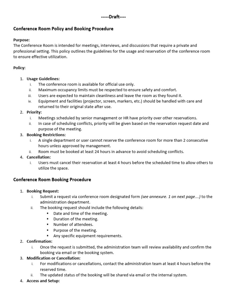 Conference Room Booking Policy | PDF | Computing | Cyberspace