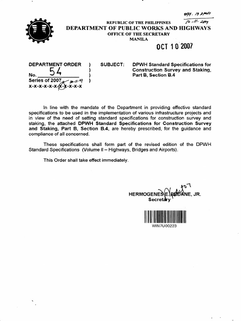 DPWH Construction Survey Standards | PDF | Surveying | Specification ...
