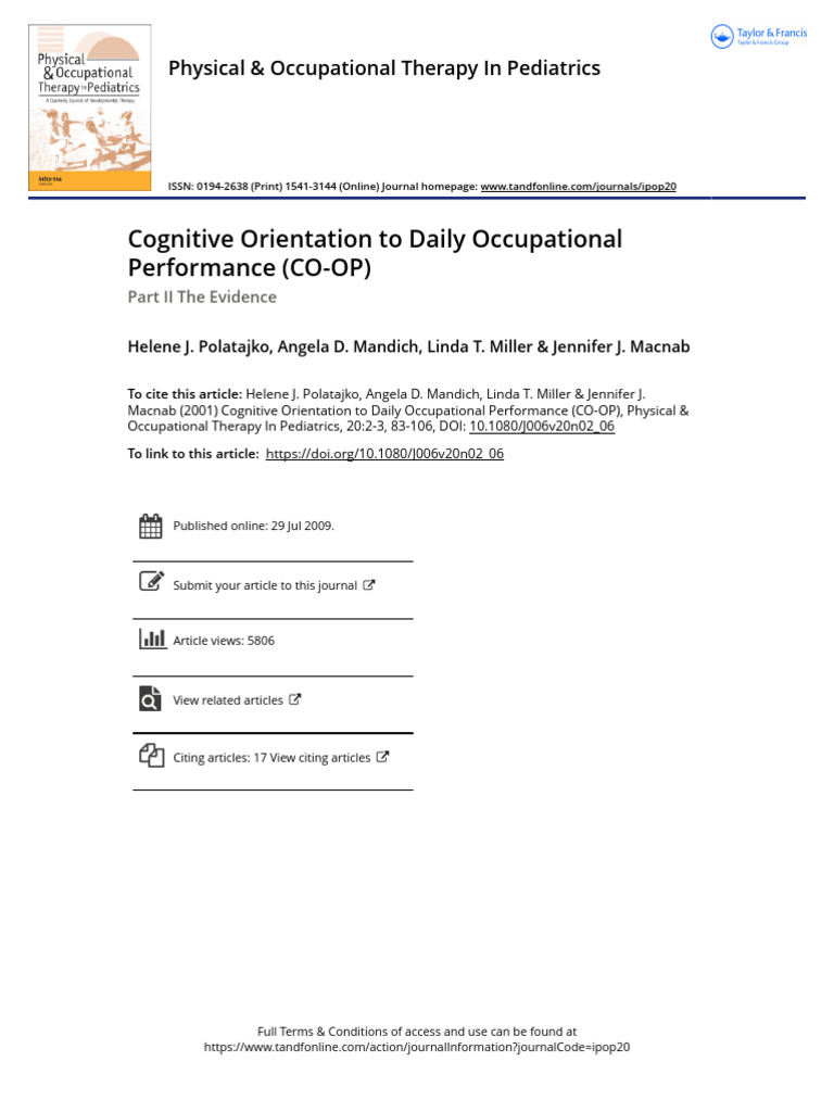 CO-OP Approach: Evidence and Insights | PDF | Occupational Therapy ...