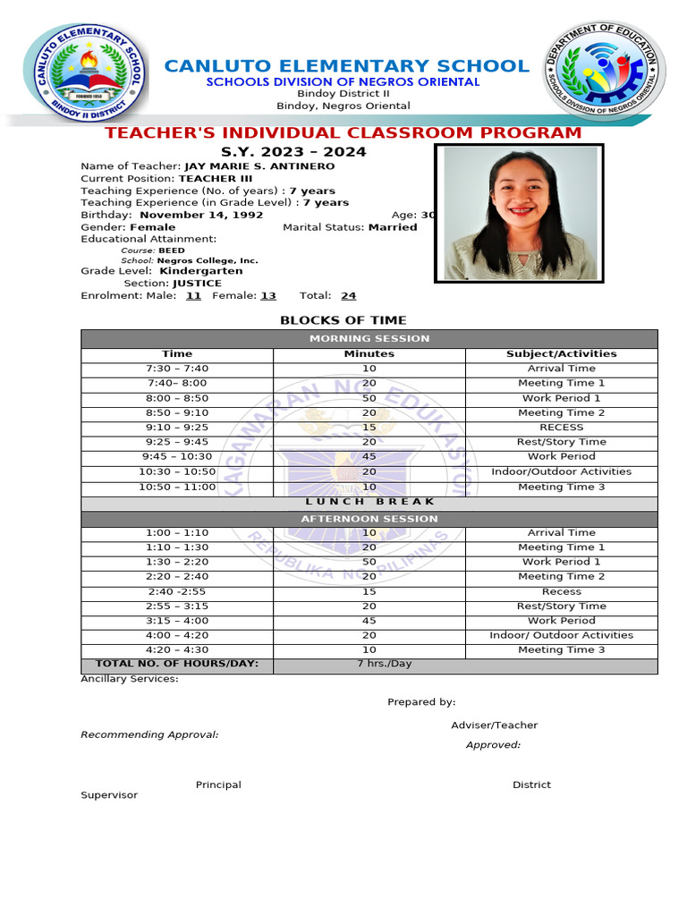 Jay Marie Classroom Program | PDF | Teachers | Schools