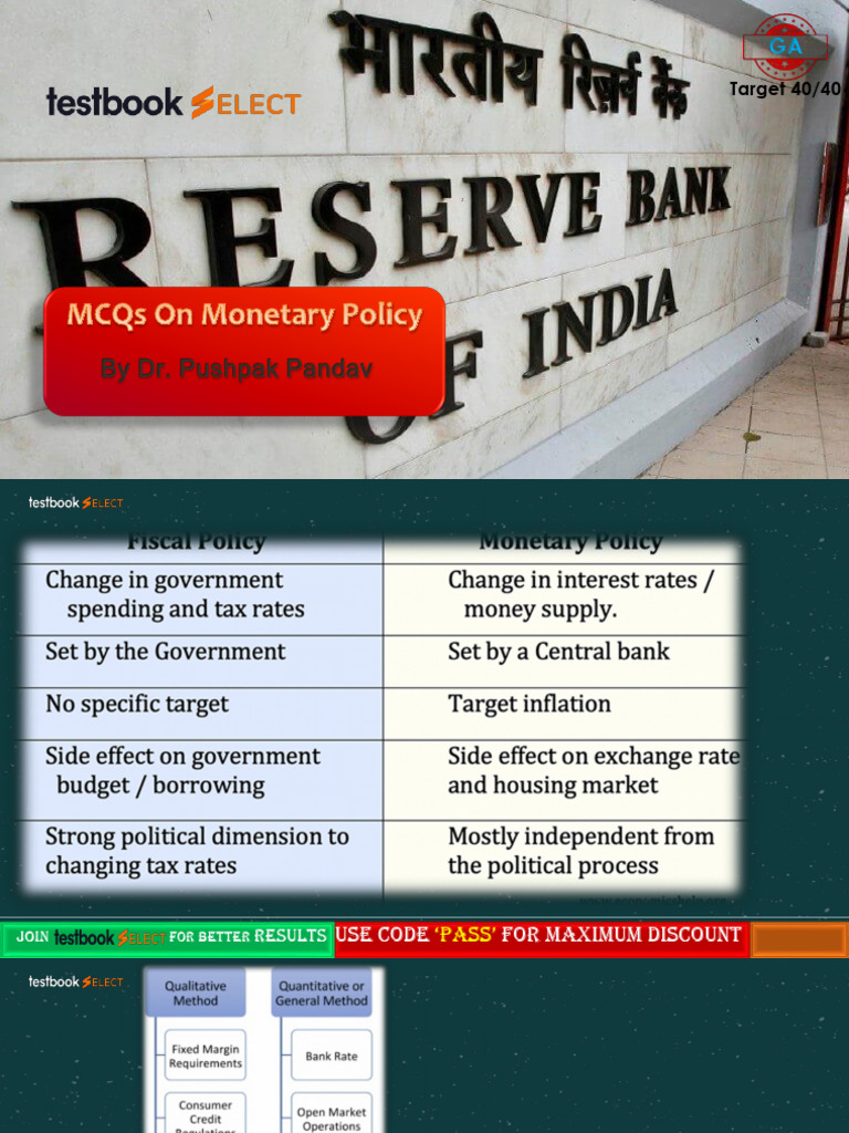 Banking Awareness - Monetary Policy Mcqs | PDF