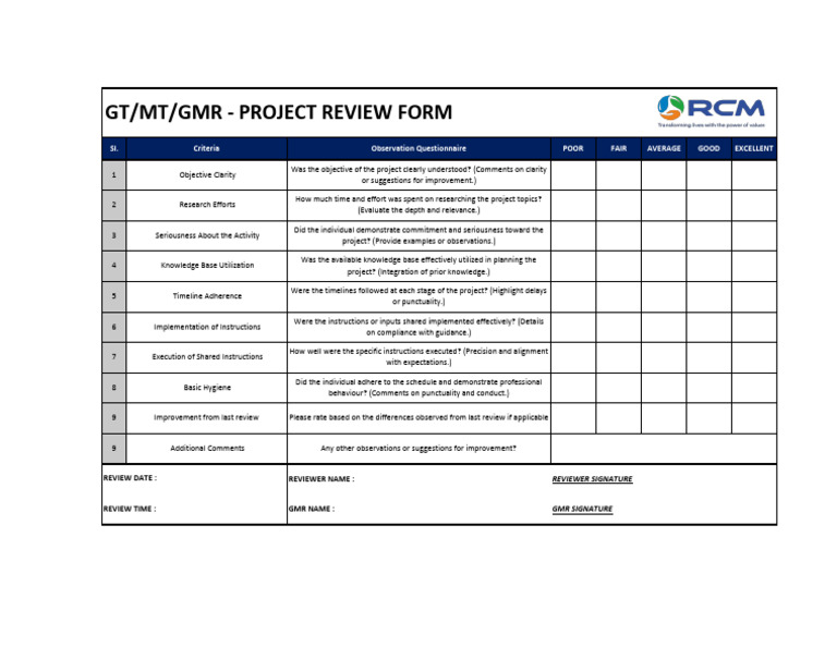 GT_MT_GMR PROJECT REVIEW FORM | PDF | Cognition