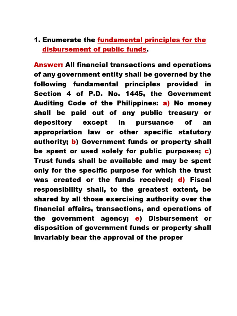 Principles of Public Fund Disbursement | PDF | Credit Card | Cash