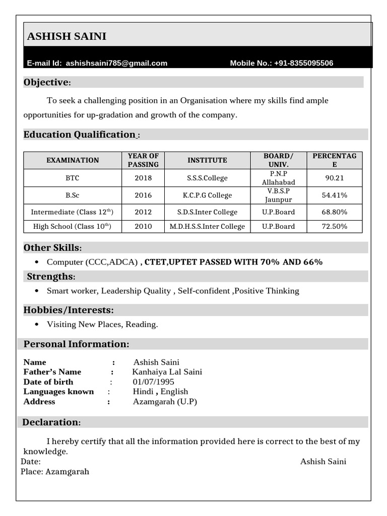Ashish Saini Resume: Skills & Education | PDF
