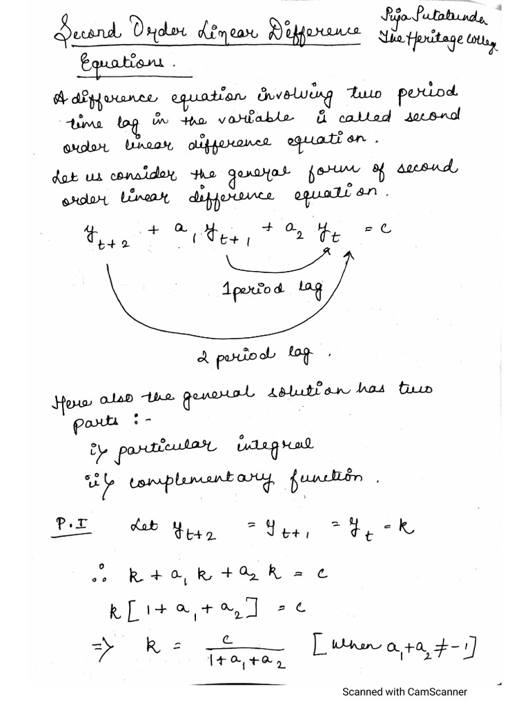 Second Order Difference Equations - 6 | PDF
