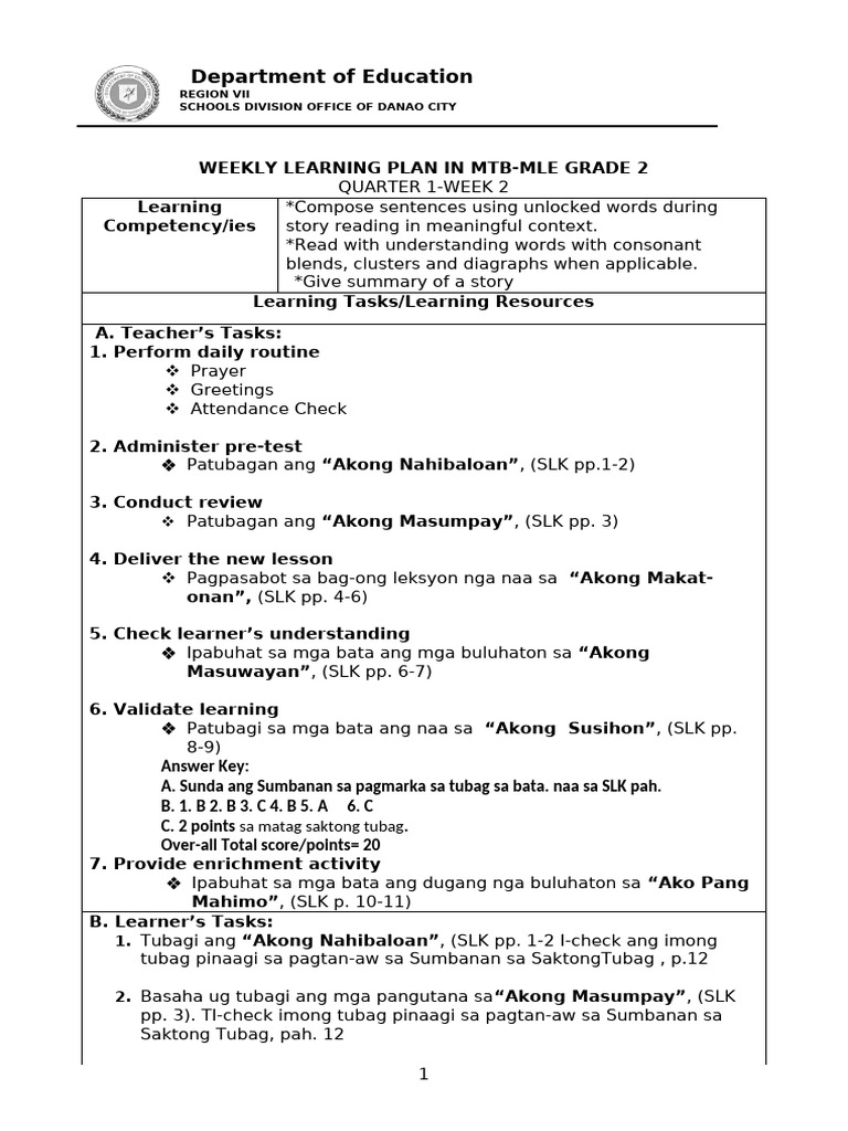 Wk2 WLP MTB2 Q1 | PDF