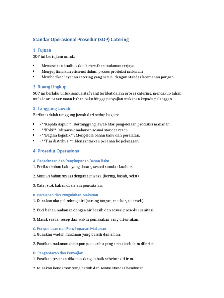 SOP Catering 2 | PDF