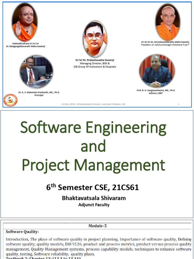 6th Sem 21CS61 SEPM_Module 5_Ver02 | PDF | Software Quality | Performance Indicator