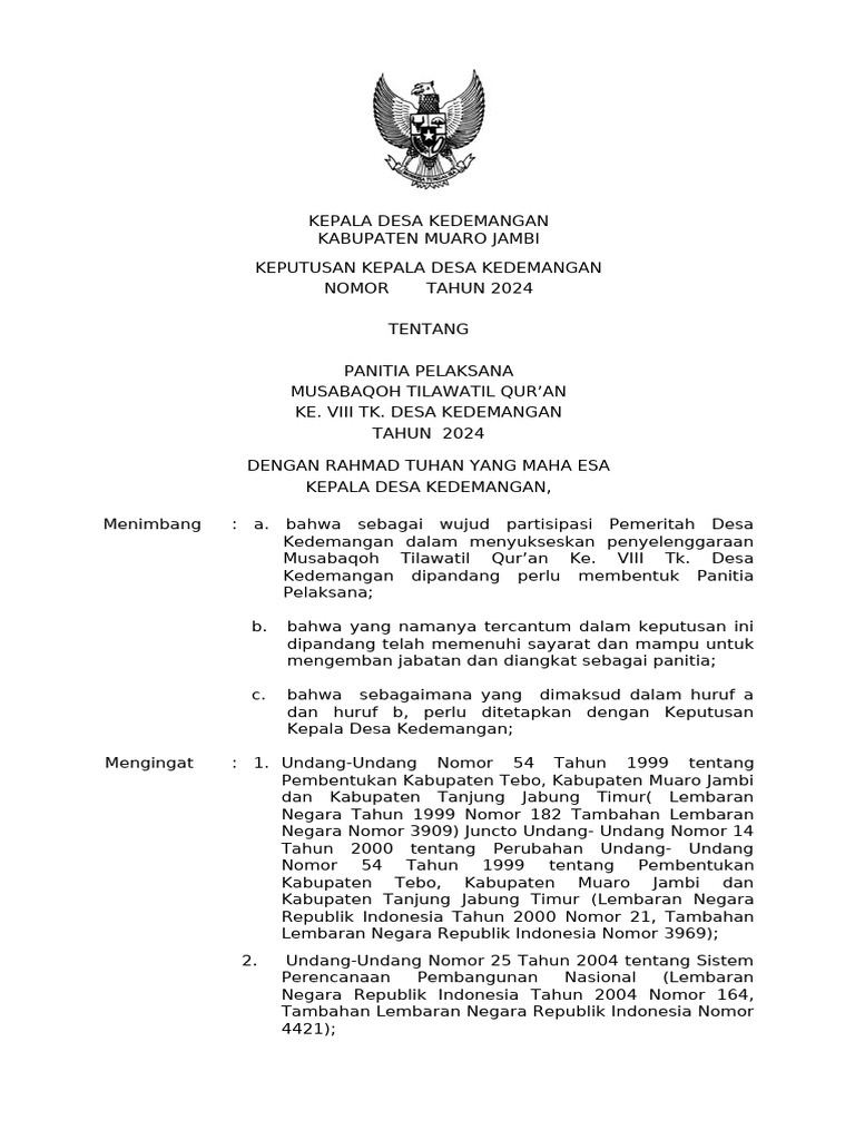 SK. Panitia MTQ | PDF