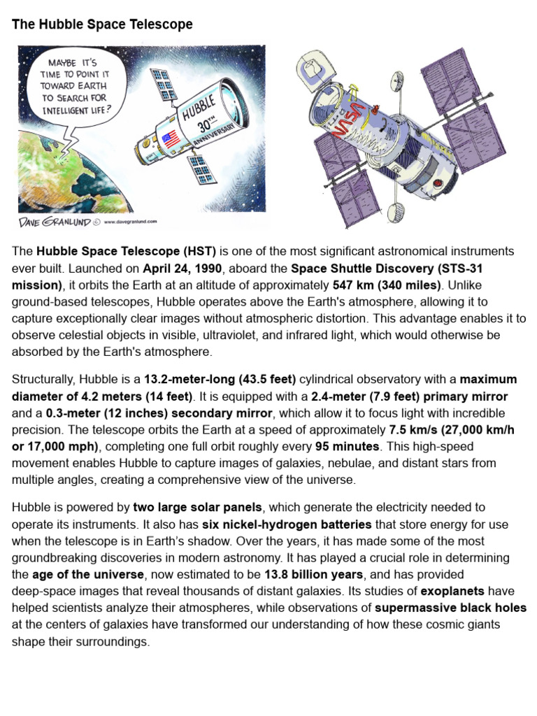 The Hubble Space Telescope | PDF | Hubble Space Telescope | Telescope