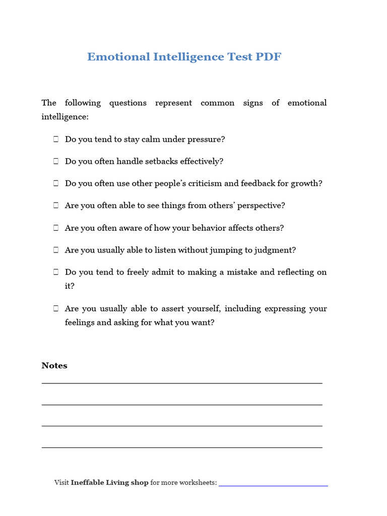 Emotional Intelligence Test PDF | PDF