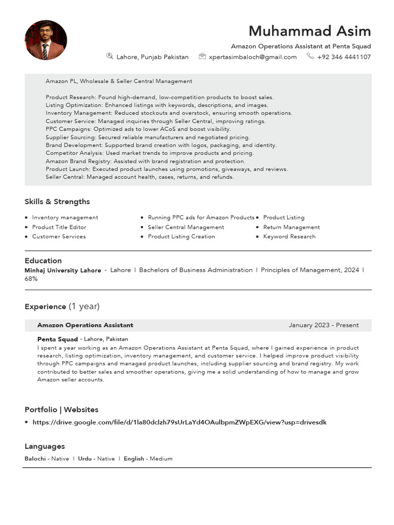 M.Asim Cv | PDF | Marketing | Business